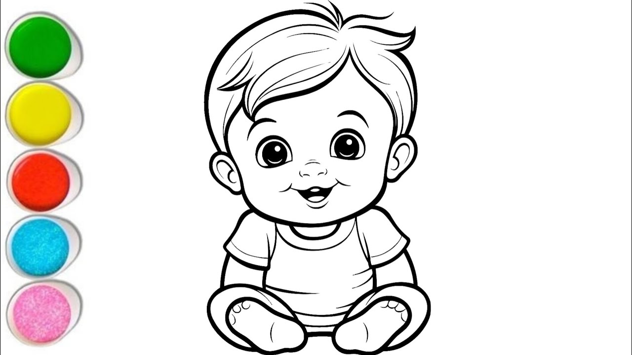 cute baby drawing and colouring||little baby drawing||baby boy drawing ...
