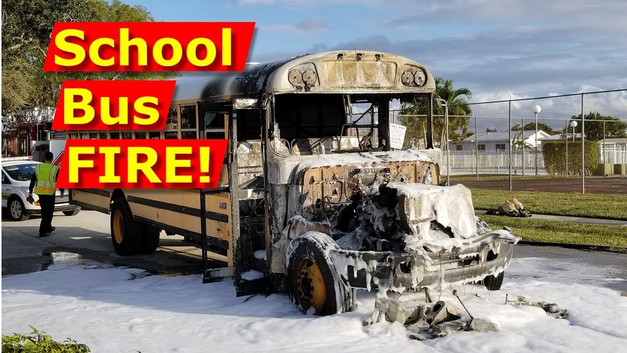 School Bus Fire, Tamarac Fire Department Responding - Burning Bus - YouTube