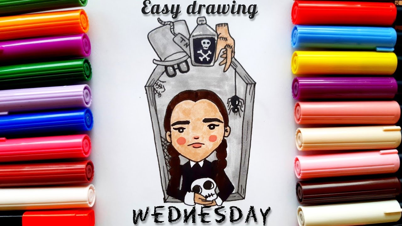 how to draw wednesday addams | wednesday thing | drawing wednesday ...
