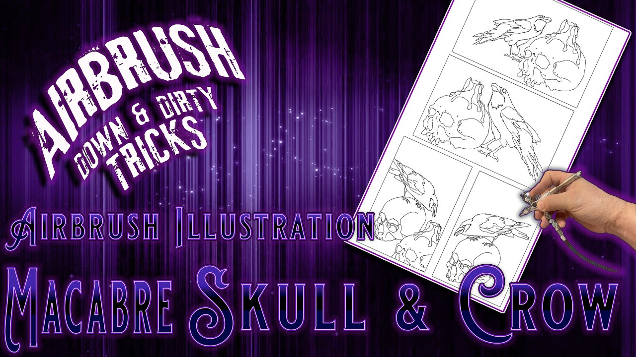 Macabre Skull & Crow Airbrush Illustration - YouTube