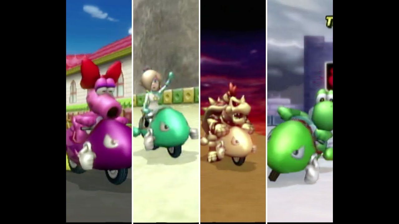MKWii Every heavy and medium weight characters driving on Bullet Bike ...