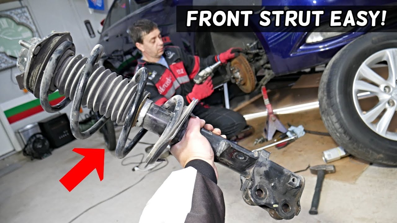 HOW TO REPLACE FRONT STRUTS SHOCKS ON A CAR - YouTube