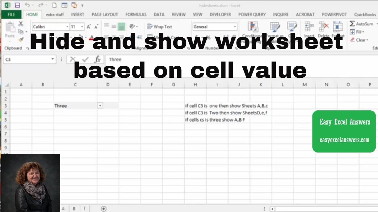 Hide and Show worksheet based on cell selected Value - YouTube