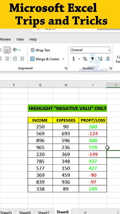 Highlight Negative Value Only in excel | Microsoft Excel Tips Excel Tricks #shorts #excel # ...