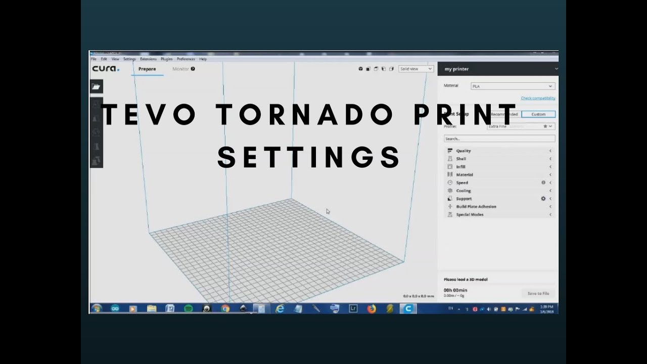 Tevo Tornado print Settings. - YouTube