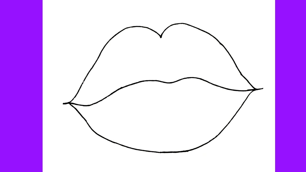 How to draw Cute Lips drawing and colouring for children, DIY for kids ...