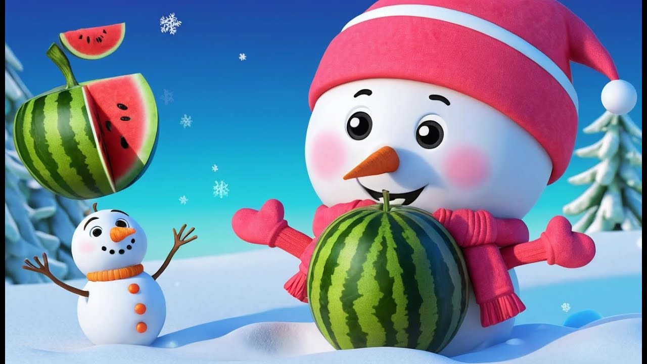 Watermelon Builds a Snowman 🍉⛄ | Funny and Fun Kids Nursery Rhyme ...