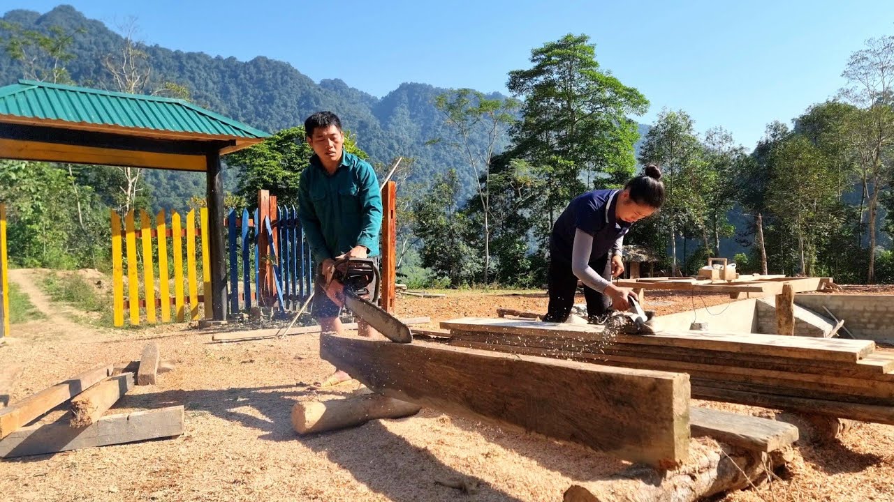 Wooden hut floor assembly process - daily life on the farm | Dang Thi ...