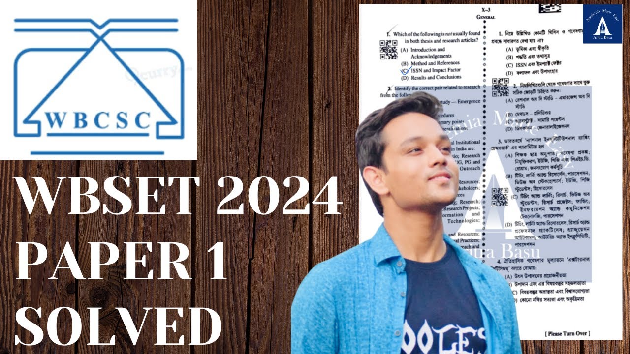 West Bengal State Eligibility Test 2024 Paper 1 Solved by Aritra Basu ...