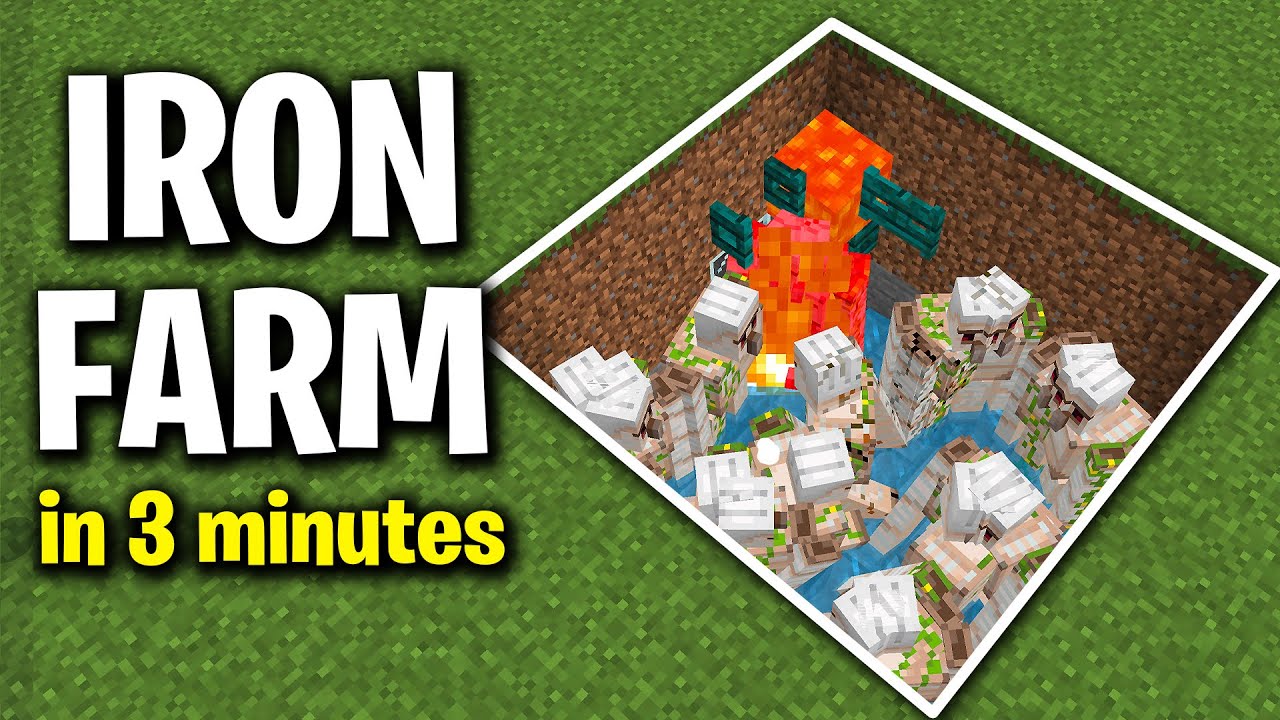 Easiest IRON FARM in 3 minutes - Minecraft Bedrock 1.21 - YouTube