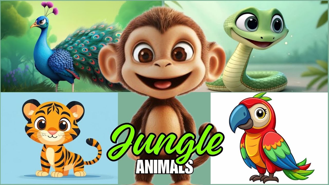 Jungle Animal Sounds Song | Nursery Rhyme for Kids - Learn Animal Names ...