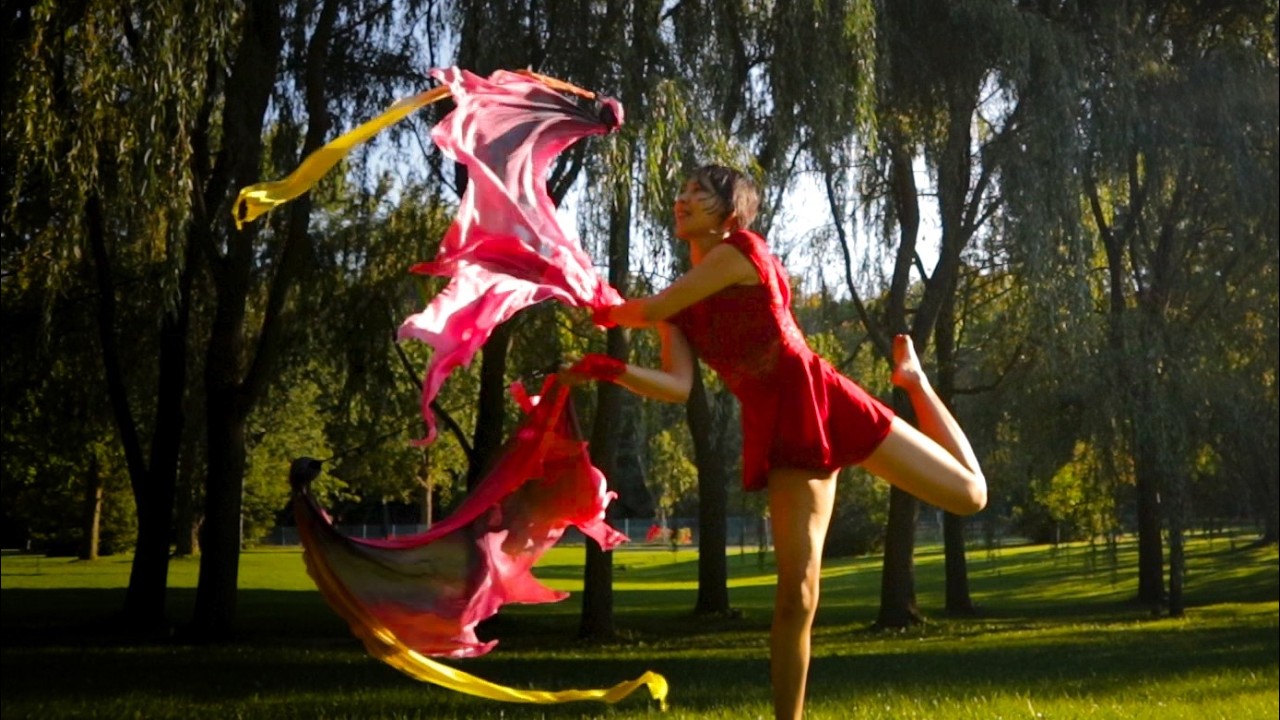 Firey Red Dragon Silk Poi Dance in Willow Park- Play - YouTube