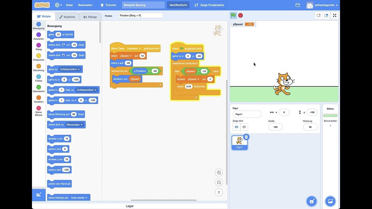 Erklärung Sprung in Scratch - YouTube