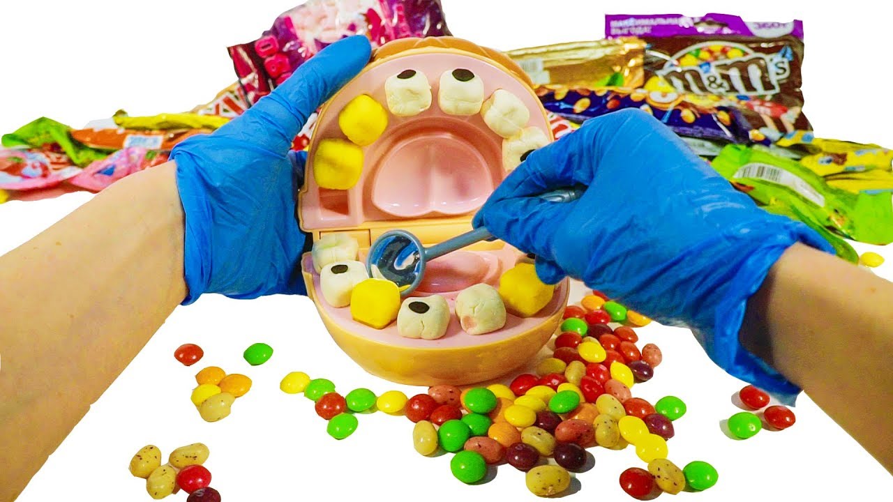 PLAY DOH DENTIST DRILL N FILL - MORE CANDY AND BAD TEETH FUN FOR KIDS ...