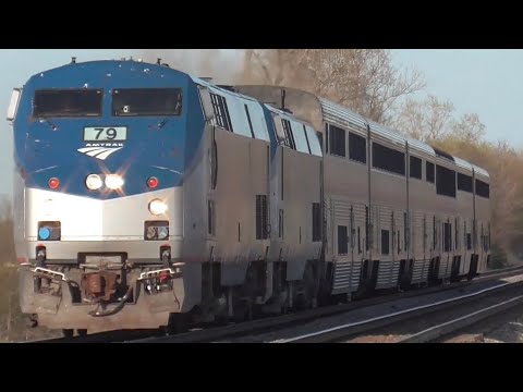 AMTK 79 Leads a Passenger Train through Cameron, IL - YouTube