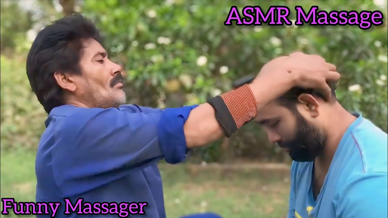 amazing and comfortable ASMR Head back and oil massage with funny ASMR Massager||ASMR Massage ...