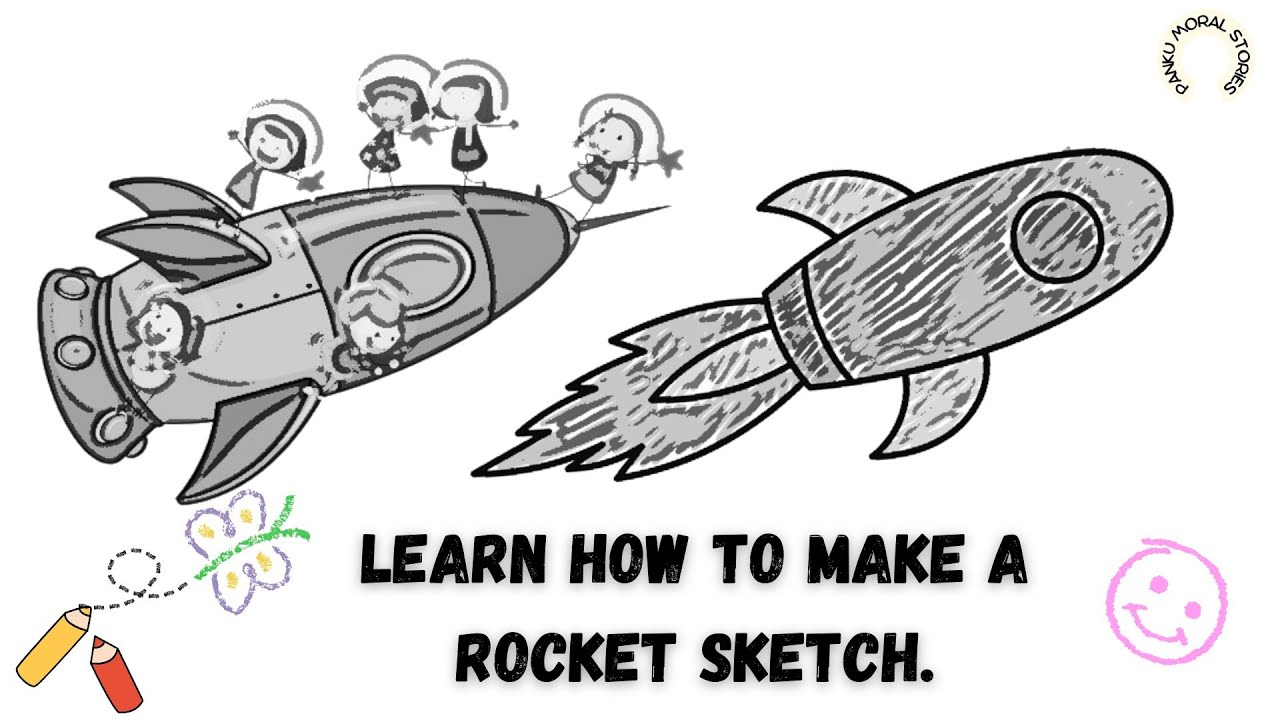 A rocket sketch drawn for Kids & Toddlers |Basic drawings challenge for ...