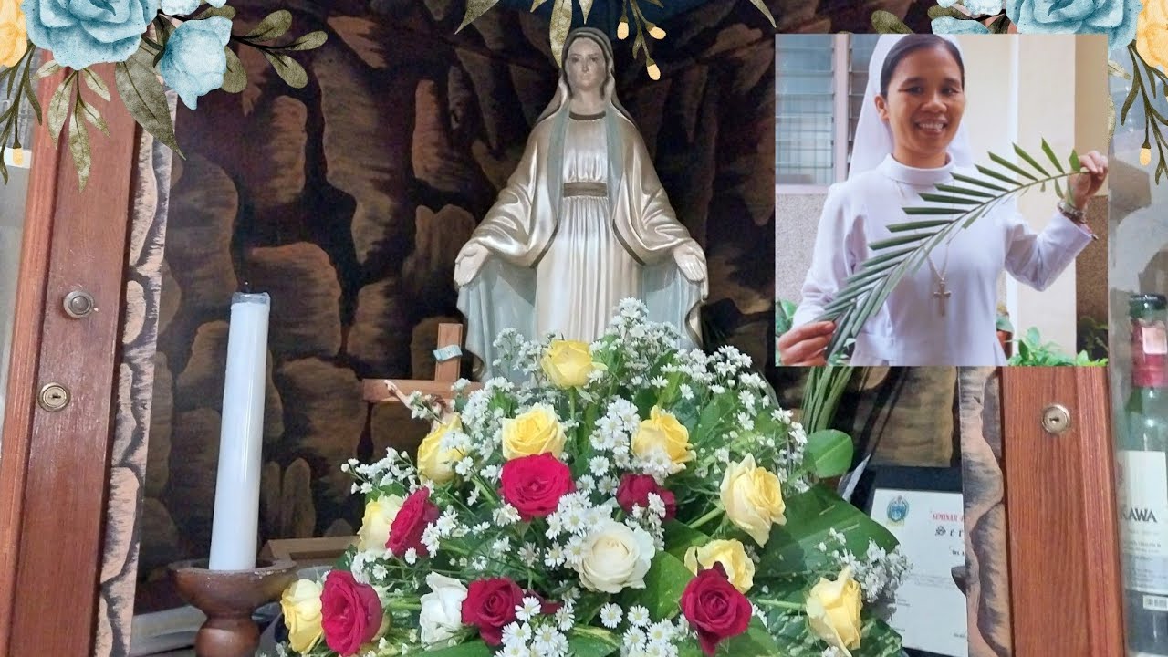 Rangkaian Bunga Mawar untuk Patung Bunda Maria - YouTube