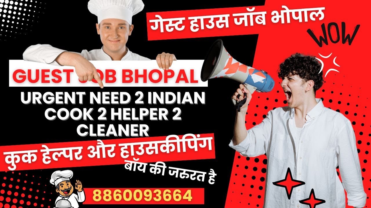 Guest House Job in Bhopal | Cook Helper housekeeping job in Bhopal ...