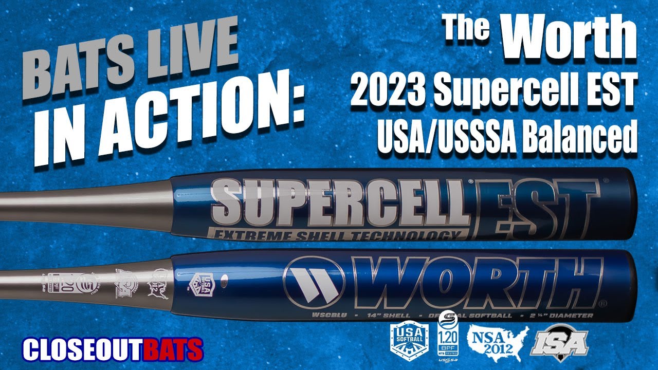 HITTING Worth WSCBLU Supercell EST Balanced Slowpitch Bat USA USSSA ...