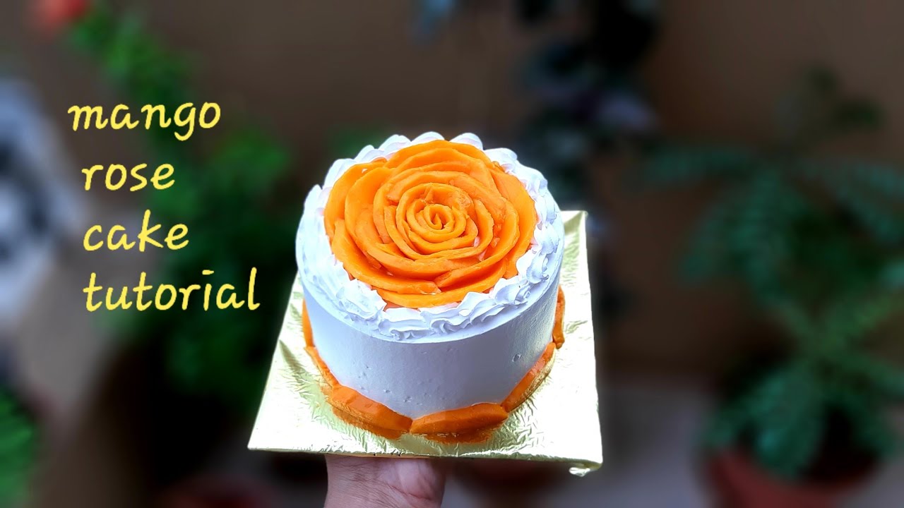 Mango rose cake || how to make mango rose cake |mango petal cake step ...