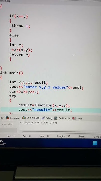 Exception handling between functions, division by zero exception - YouTube
