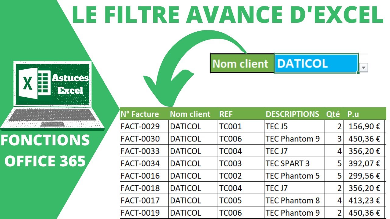 Faire des filtres dynamique sur Excel - YouTube