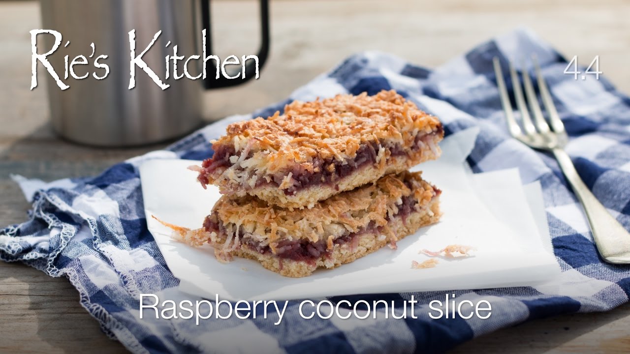 Raspberry coconut slice - YouTube