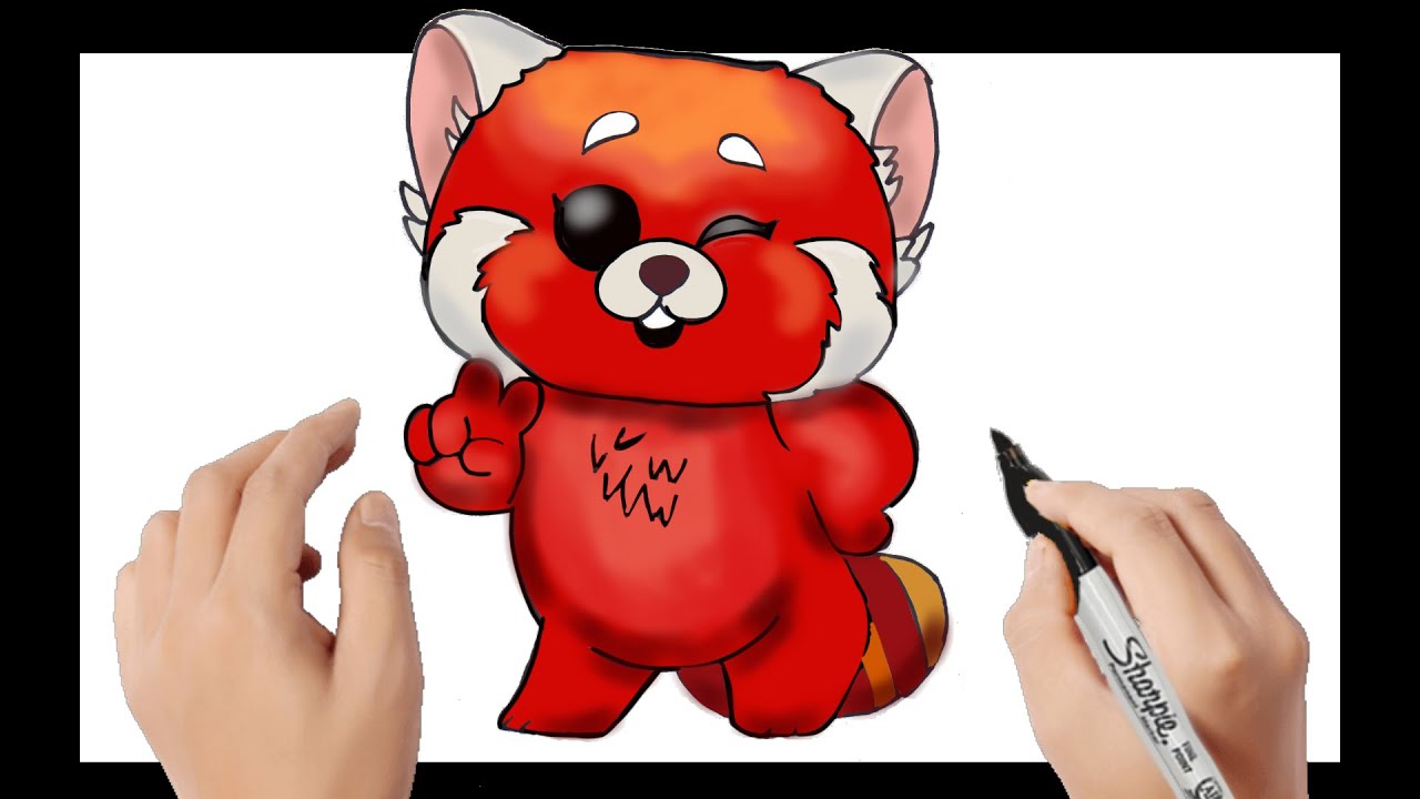 How to Draw Red Panda Mei Lee Turning Red easy step by step - YouTube