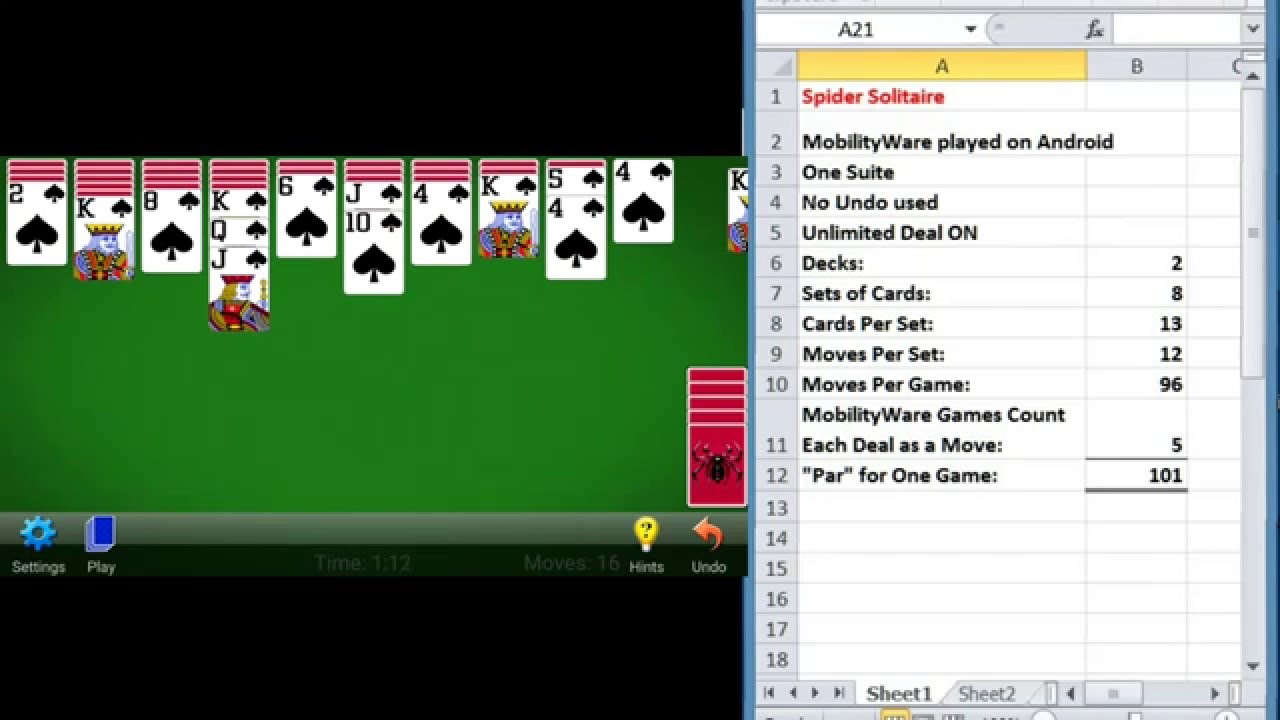 Spider Solitaire With a Goal of Low Move Counts - YouTube