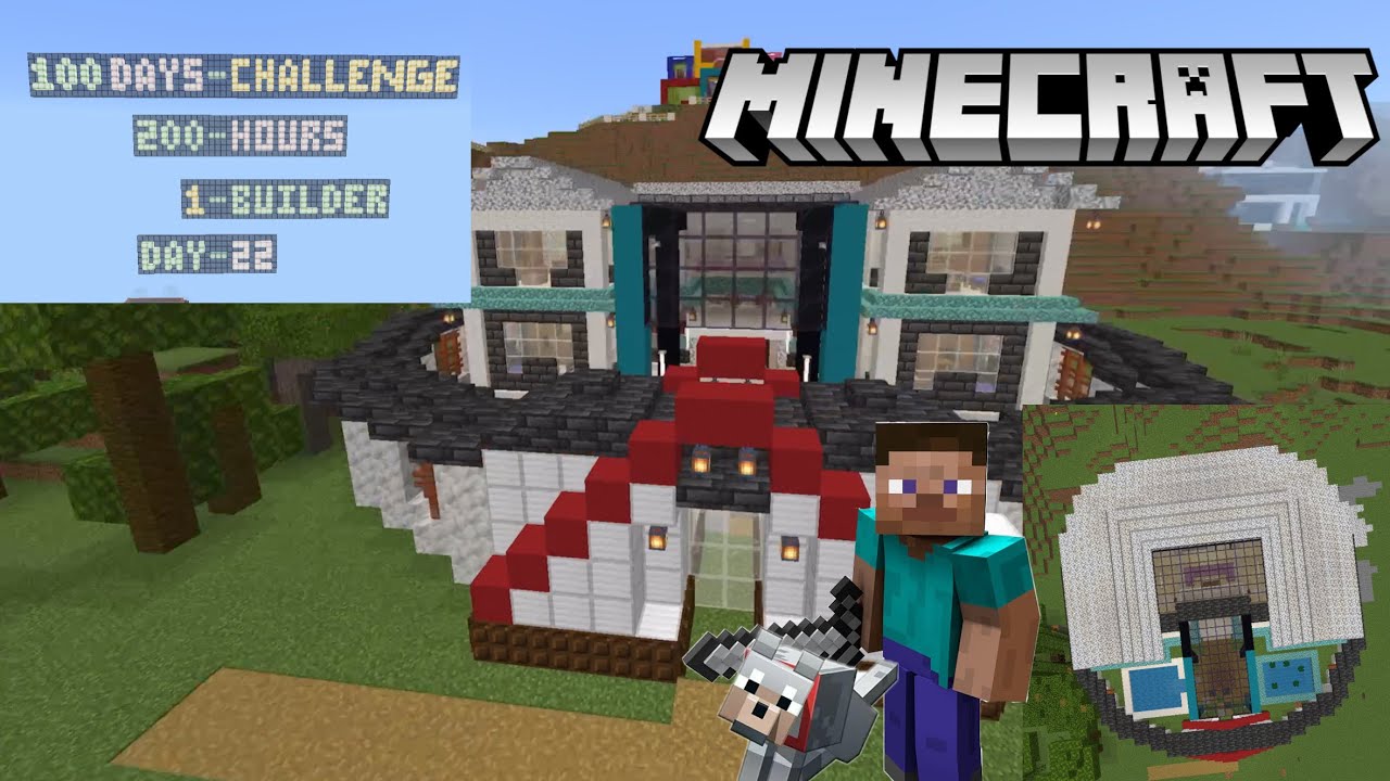 Building a house in a creepy head shape .. Minecraft 100 days build ...