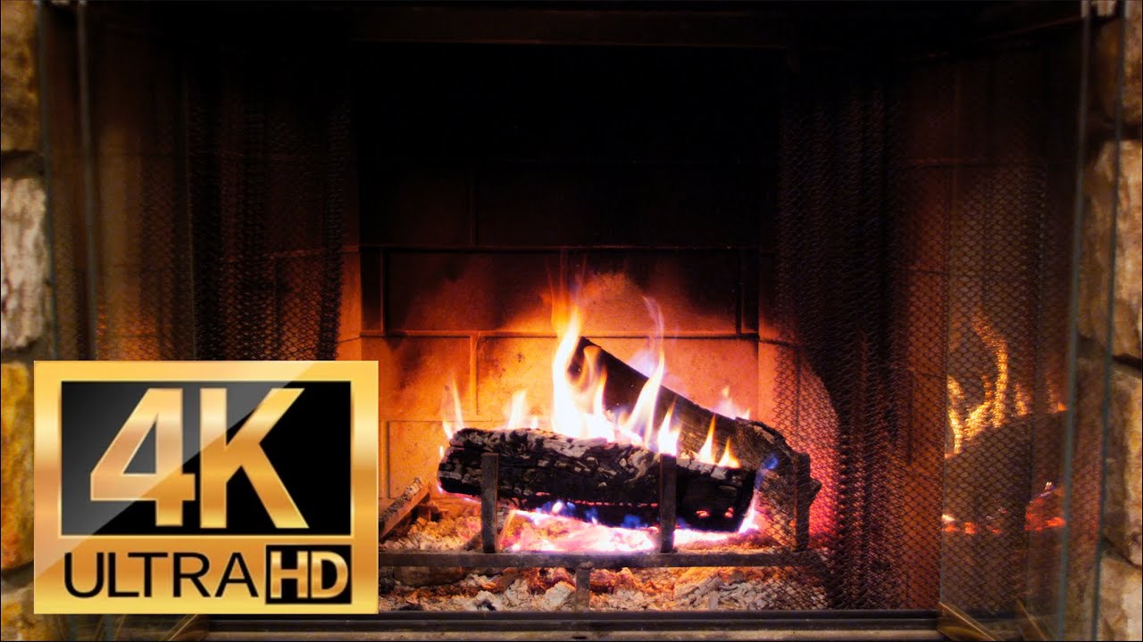 4K Realtime Fireplace - Relaxing Fire Burning Video with Crackling Fire ...