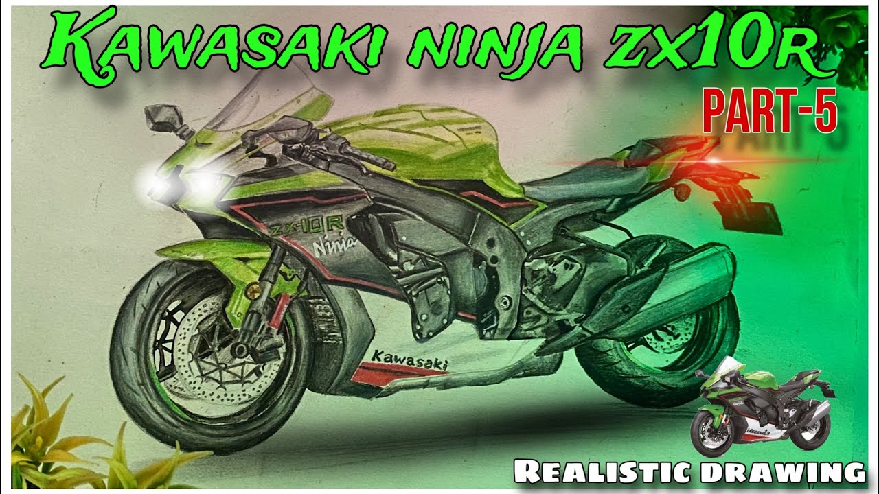Kawasaki ninja zx10r realistic drawing part-5 #kawasaki #drawing #bike ...