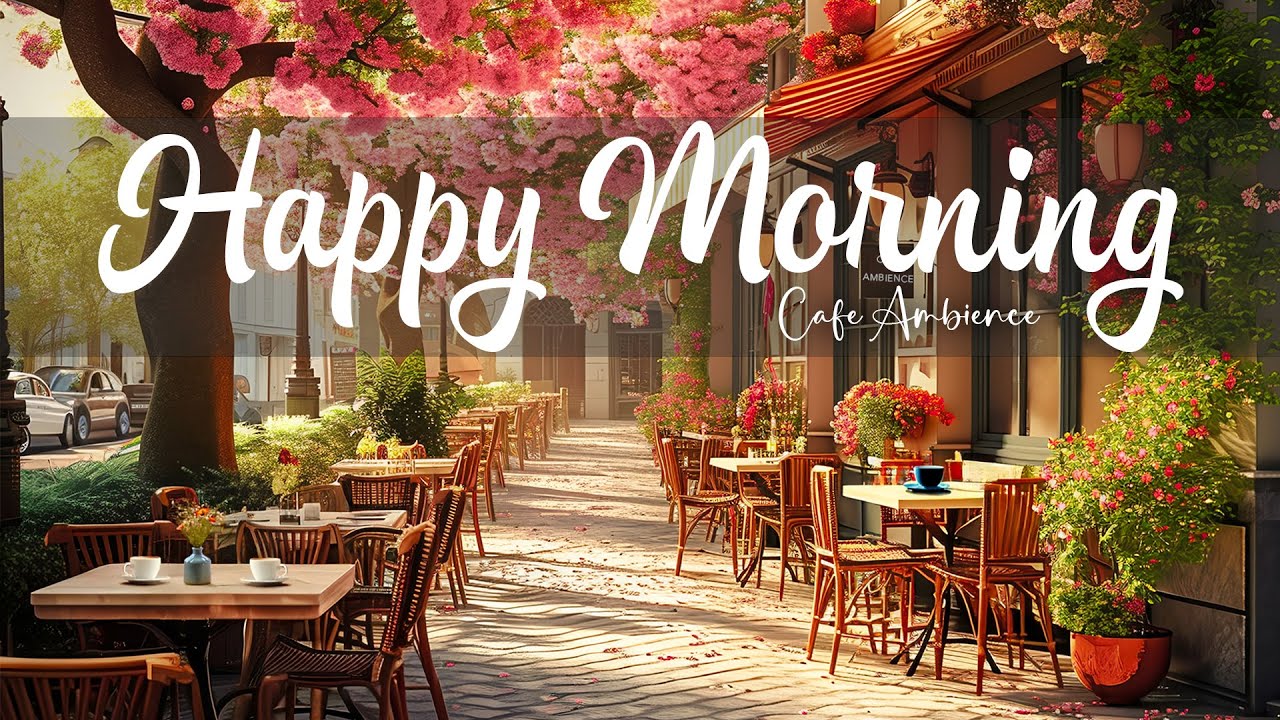 Happy Morning Spring ♫ Sweet Bossa Nova Music with Outdoor Cafe ...