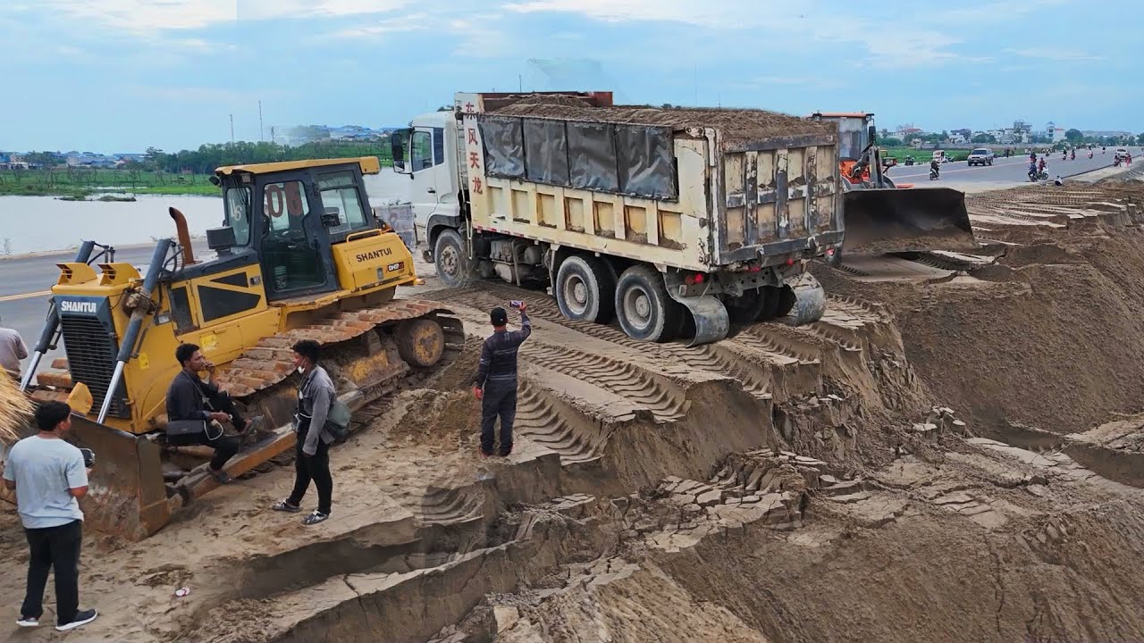 Perfectly Project ! LandFilling Sand by Skill Bulldozer Pushing Sand ...