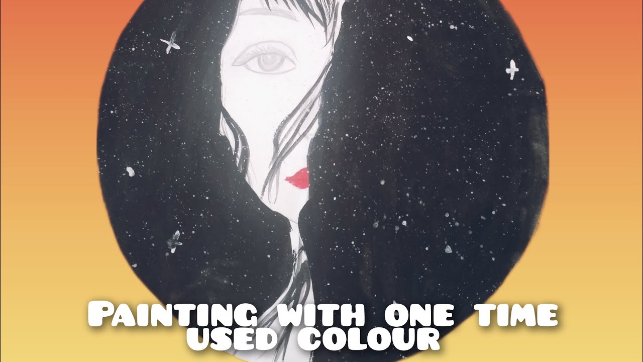 painting of a girl with one time used colour - YouTube