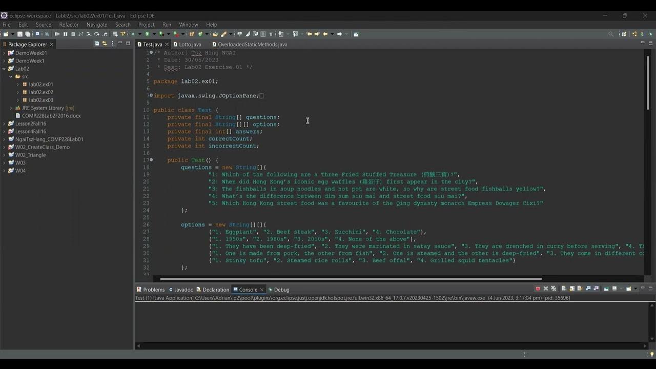 Comp228 Java Programming Lab02 Demo Video Youtube