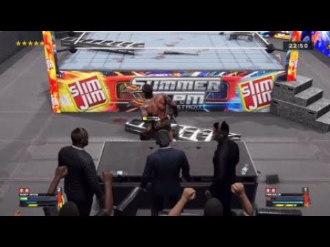 Suplex of the anounce table onto a ladder! - YouTube