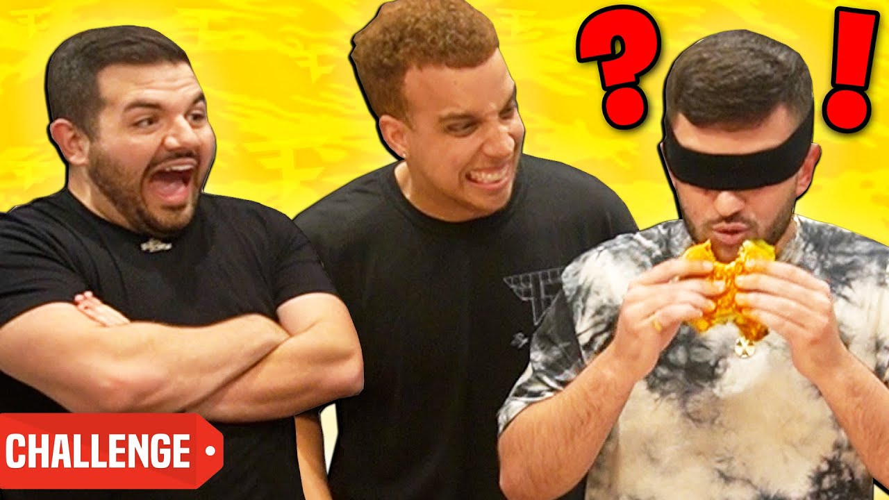 GUESS THE FAST FOOD BURGER! *Blindfold Challenge* with CourageJD! - YouTube