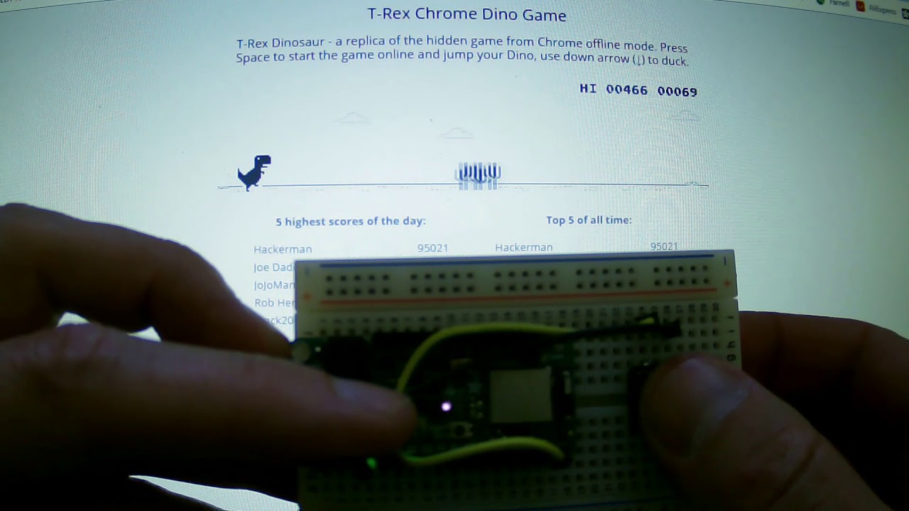 Feather nRF52840 & CircuitPython - Play the chrome Dino game with one button - YouTube