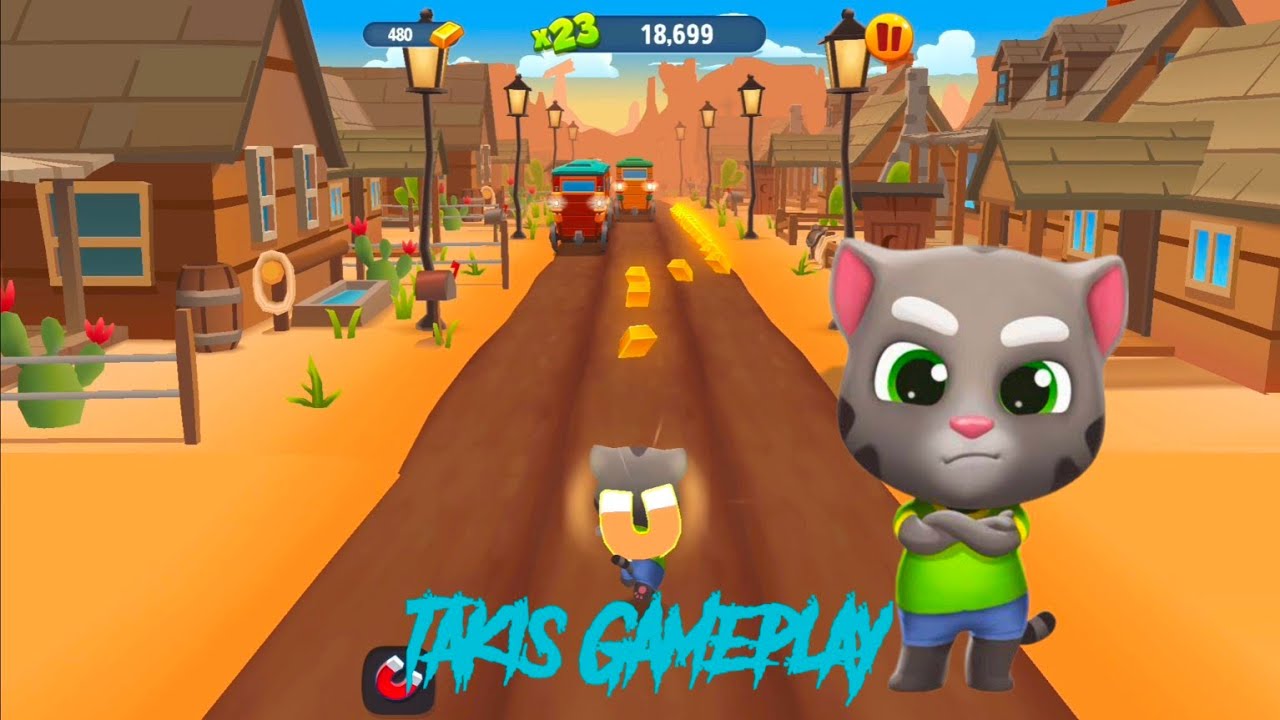 Talking Tom Gold Run Talking Tom Run in Desert & Wacky Planet gameplay ...