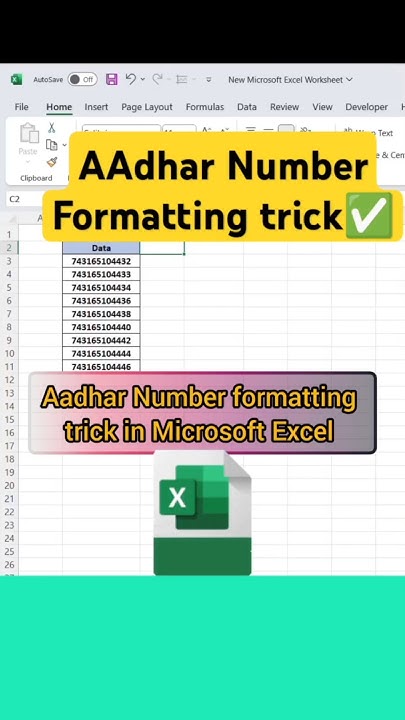 Excel trick to format Aadhar Numbers in Microsoft Excel #excelshorts #exceltricks #exceltips # ...