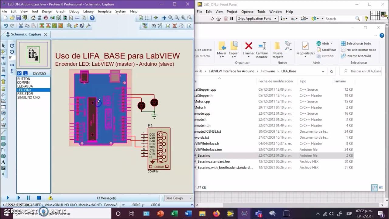 Encender 2 LEDs (LabVIEW-master -- Arduino-slave) y (Arduino-master ...