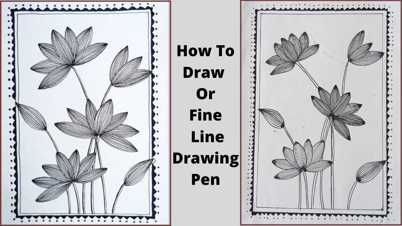 How To Draw Flowers Fine Line Drawing Pen Drawing for Beginners # ...