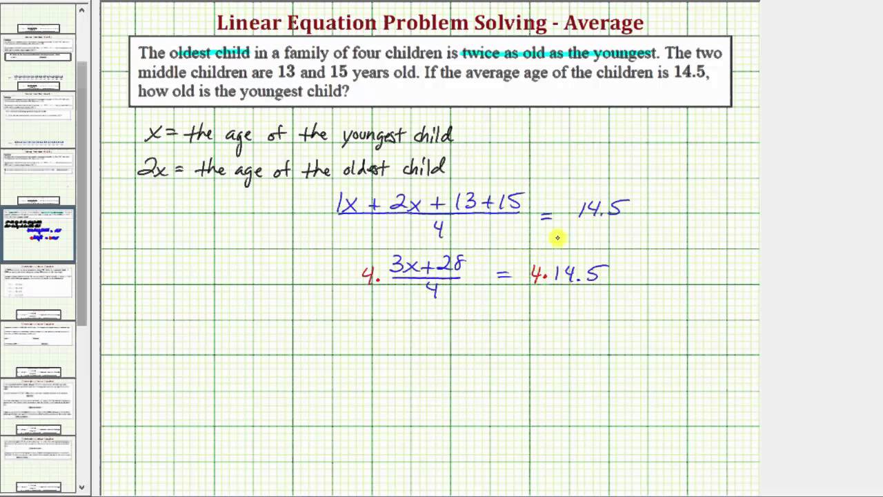 Ex: Find an Age Given An Average Age and Relationship Between Two Ages ...