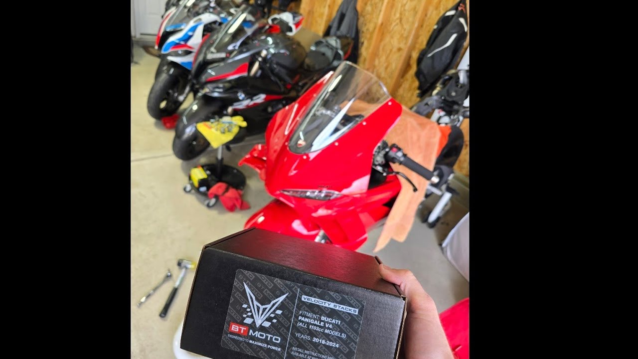 Installing BT Moto velocity stacks on my 2025 Ducati Panigale V4 - YouTube