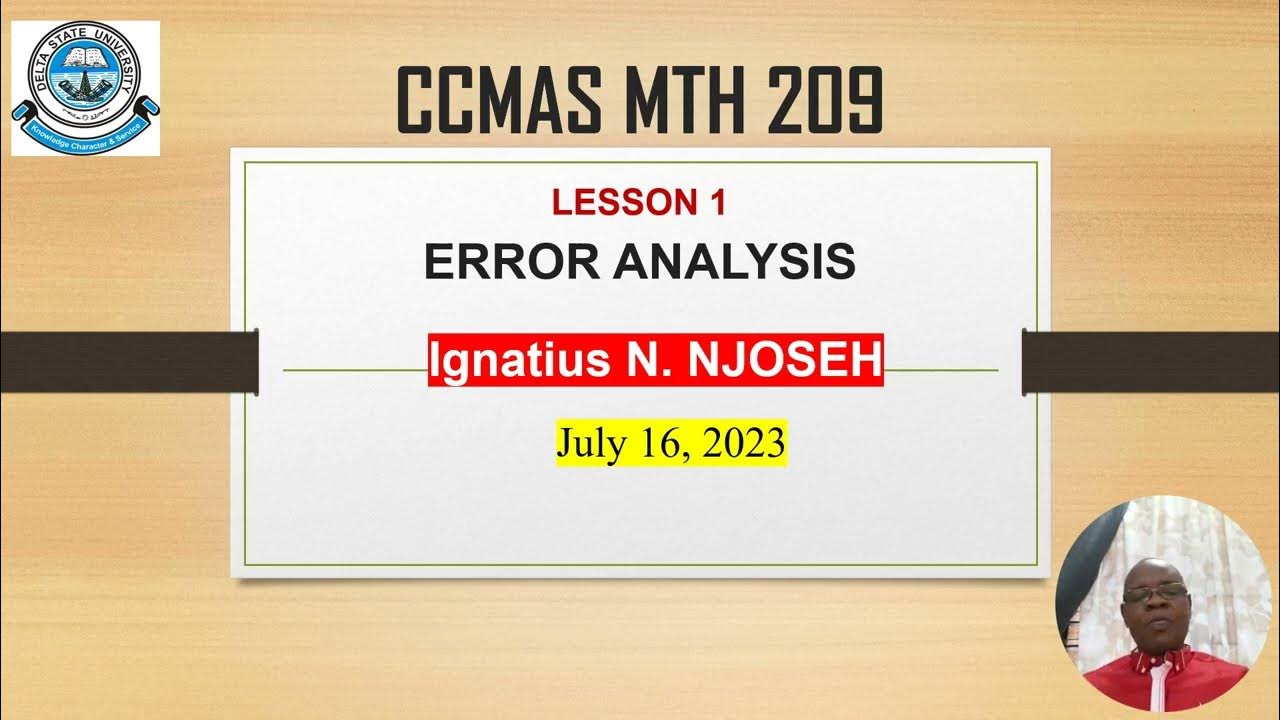 Lesson 1 on Topic 1 of CCMAS MTH 209 by Ignatius N. Njoseh - YouTube