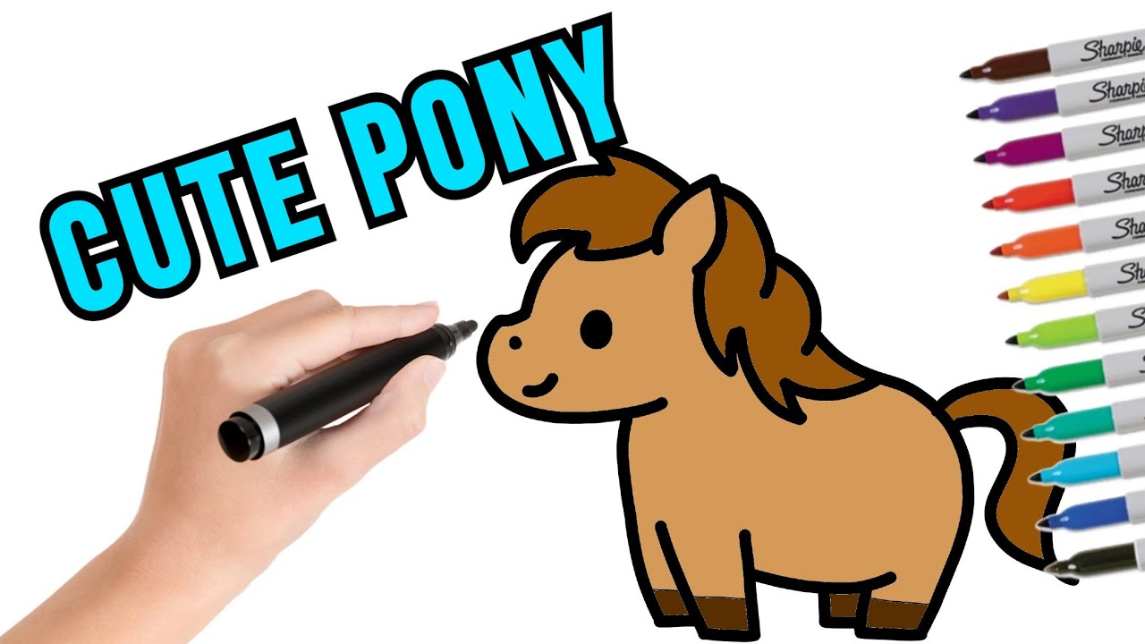 How to draw a Pony easy Step by step | Cute Pony drawing | Animal ...