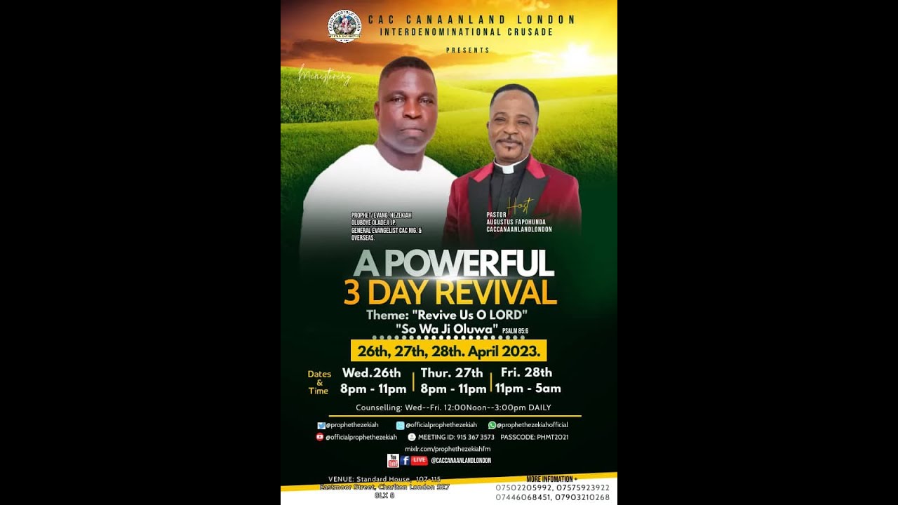3 Day Revival - 'Revive us O Lord' - Day 2 | CAC Canaan Land London ...