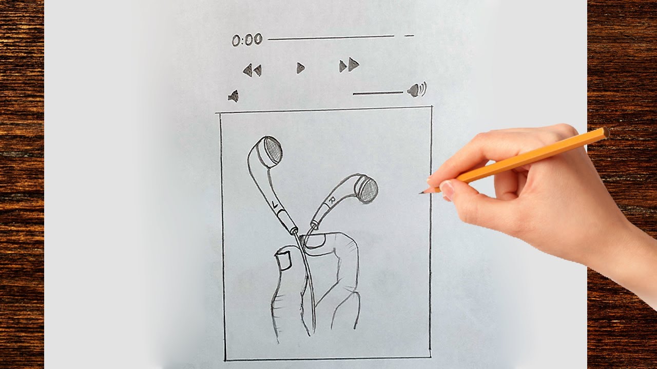 How to Draw Earphones in Hand Step By Step | Easy Drawing Tutorial for ...